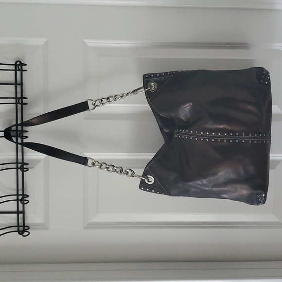 Michael Kors | Bags | Michael Kors Studded Black Copper Shoulder Bag ...